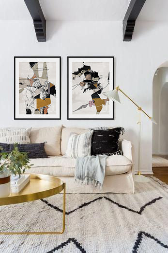 Cuadro Abstracto Collage Ocre A – mastinta.cl